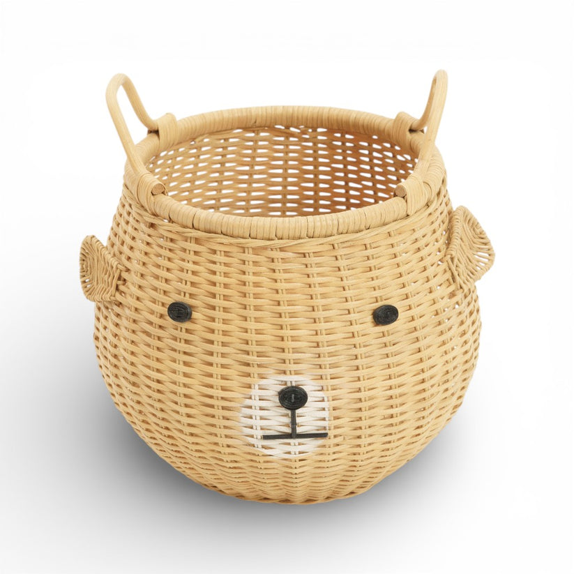 Bobo the Bear Storage Basket: Rattan Toy Storage Basket | Cinta Kids