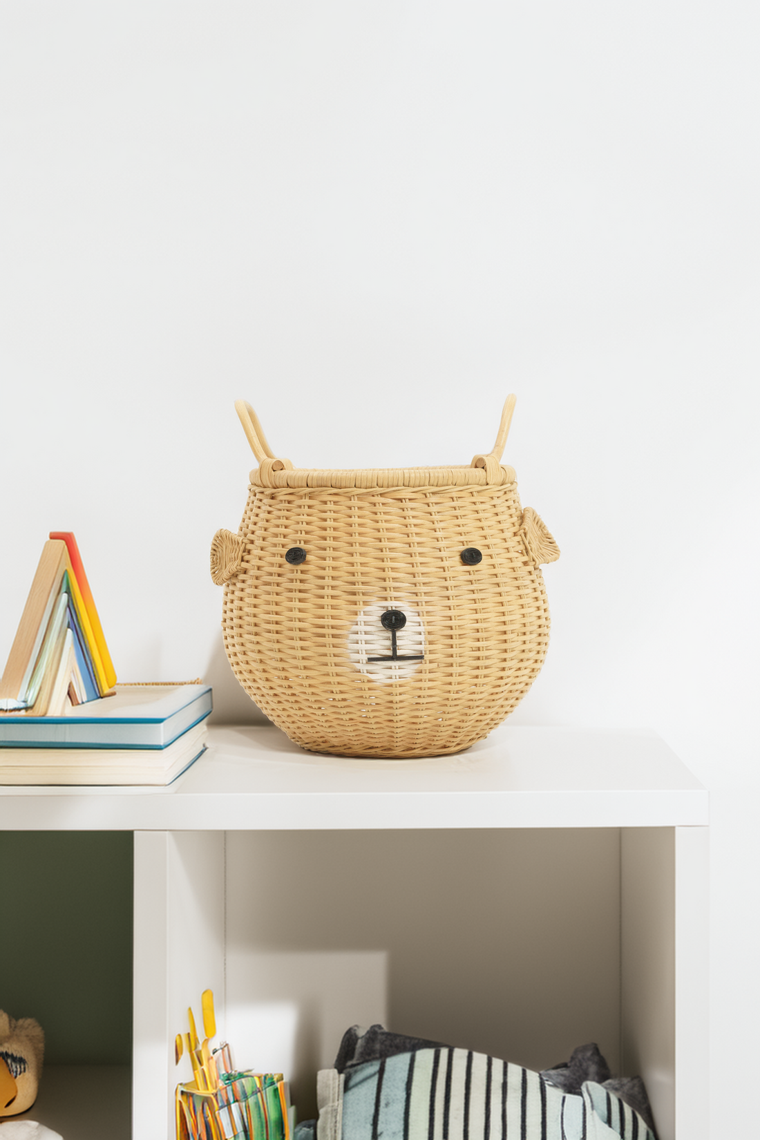 Bobo the Bear Storage Basket: Rattan Toy Storage Basket | Cinta Kids